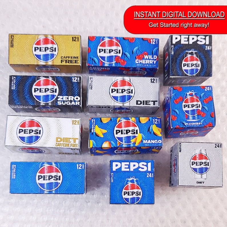 11 Style Mini Pepsi Box Groceries Miniature Grocery Cola Drink Box Set ...