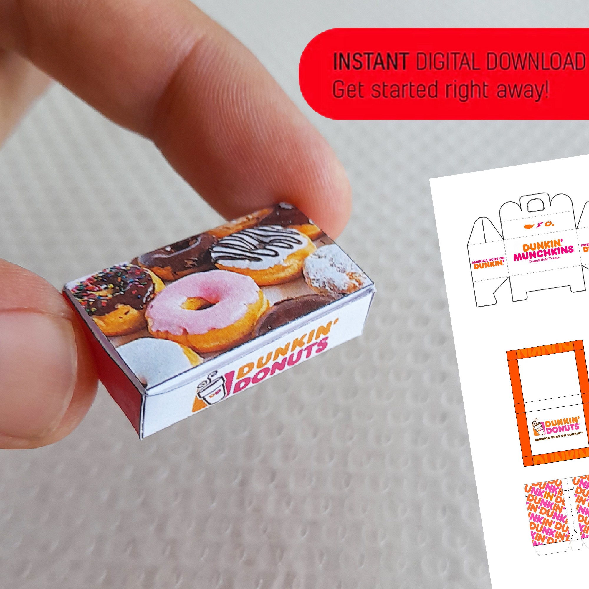 Miniature Food Donut Set Template PRINTABLE MINI FOOD Box Digital File ...