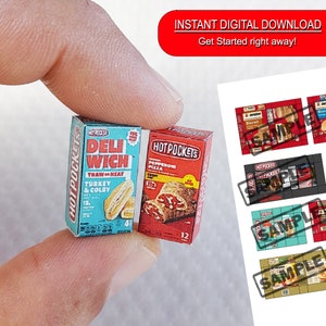 12 Style Miniature Food Box Template | Printable Dollhouse Miniatures ...