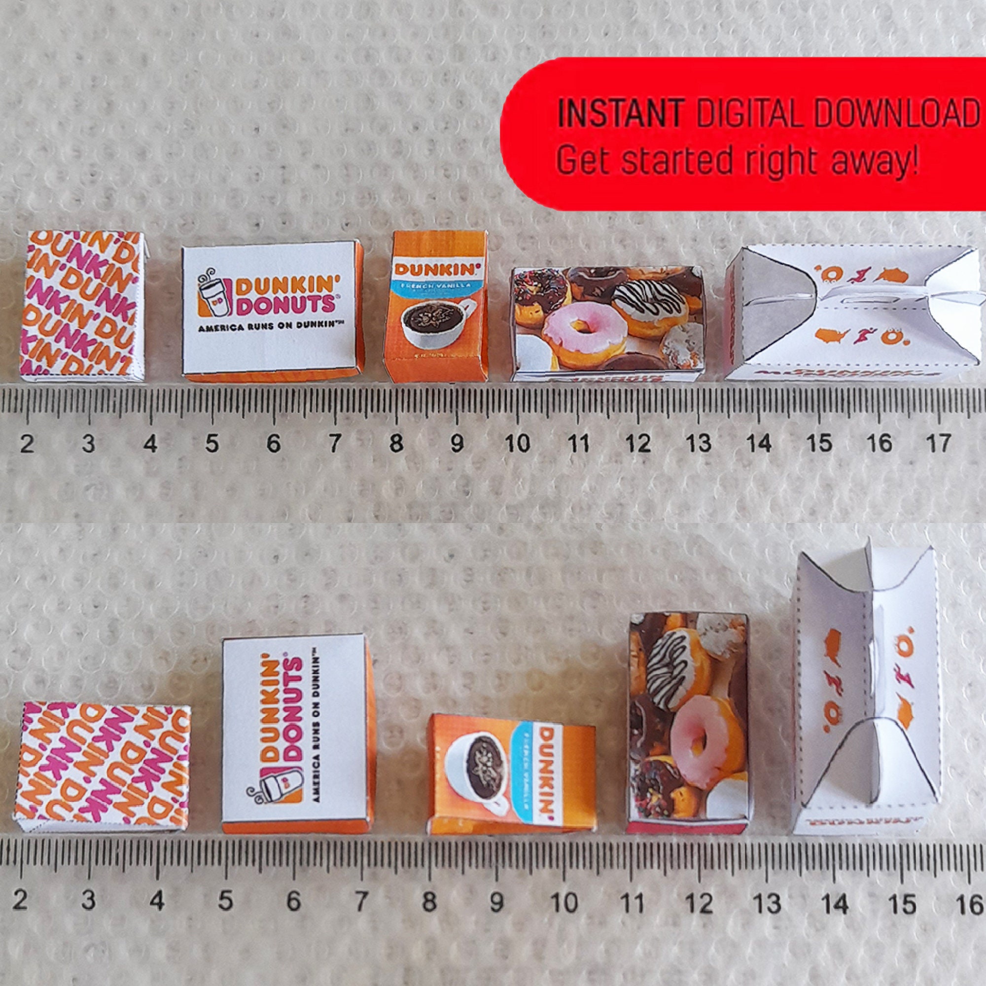 Miniature Food Donut Set Template PRINTABLE MINI FOOD Box Digital File ...