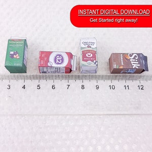 8 Style Miniature Milk Box Template | Printable Miniature Groceries ...
