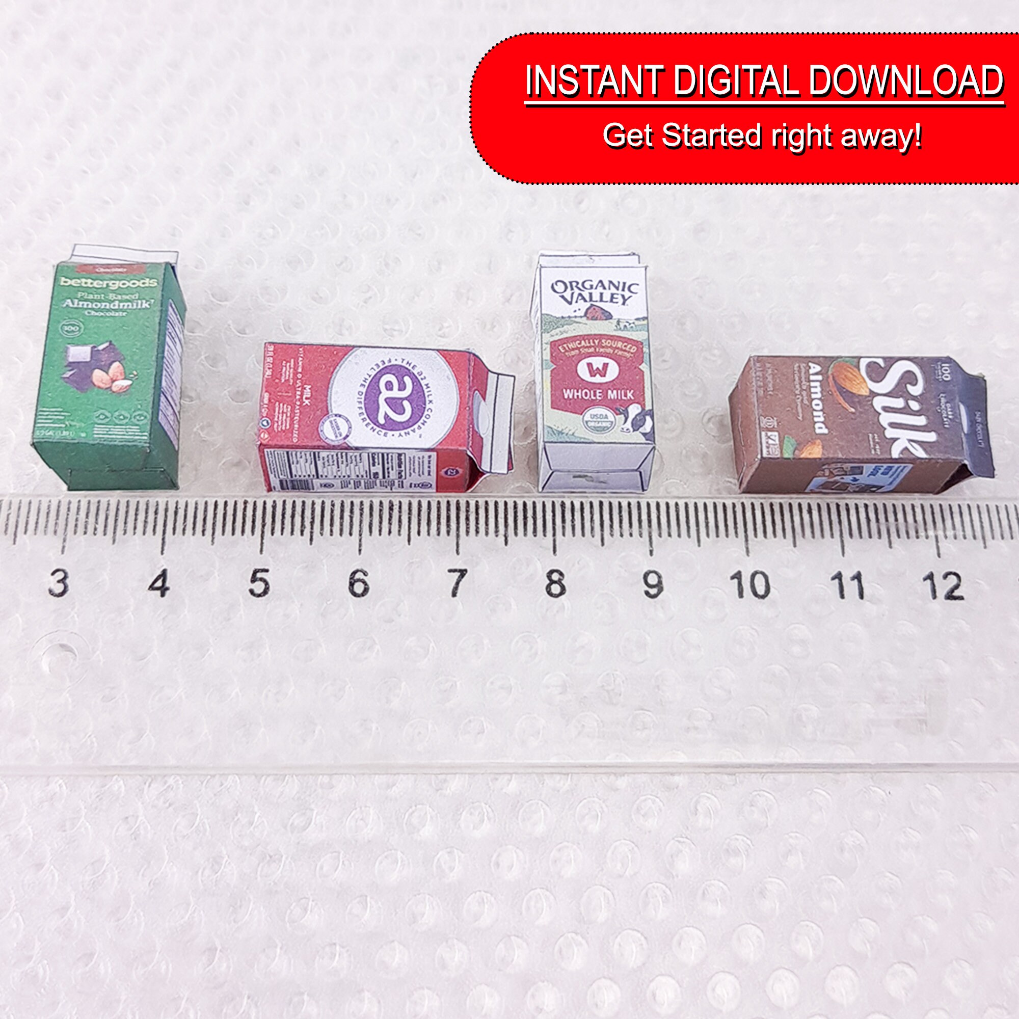 8 Style Miniature Milk Box Template | Printable Miniature Groceries ...
