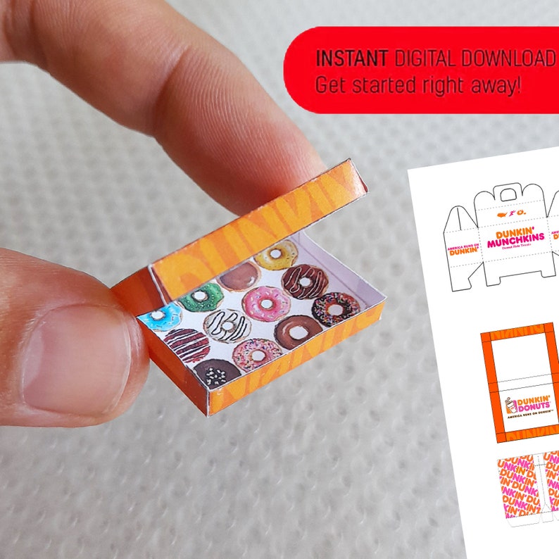 Miniature Food Donut Set Template PRINTABLE MINI FOOD Box Digital File ...
