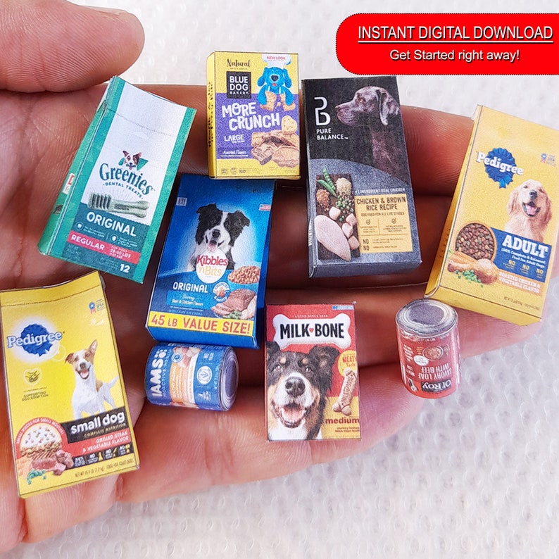 Miniature Dog Food Package Template: Printable Miniatures (digital ...