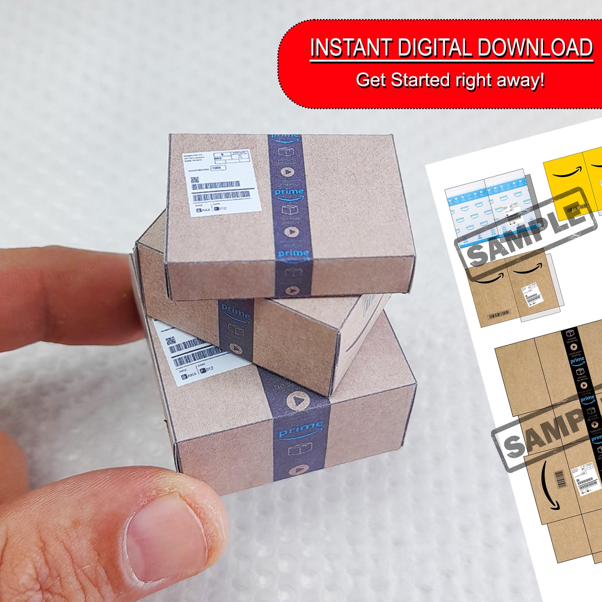 Mini AMAZON BOX and Envelopes Template | Digital Download File Amazon ...