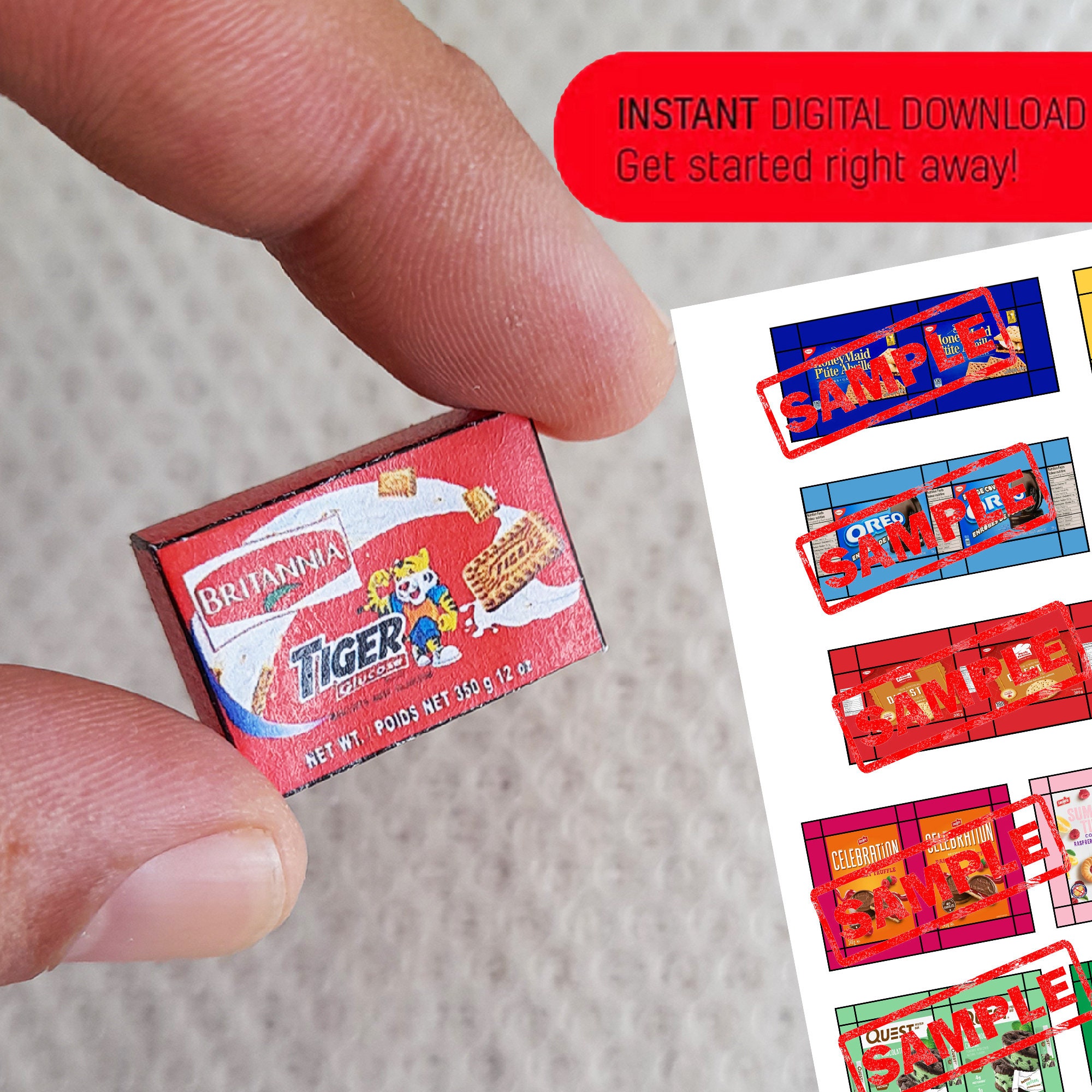Miniature Food Box Template: Biscuits & Snacks Printable (digital ...