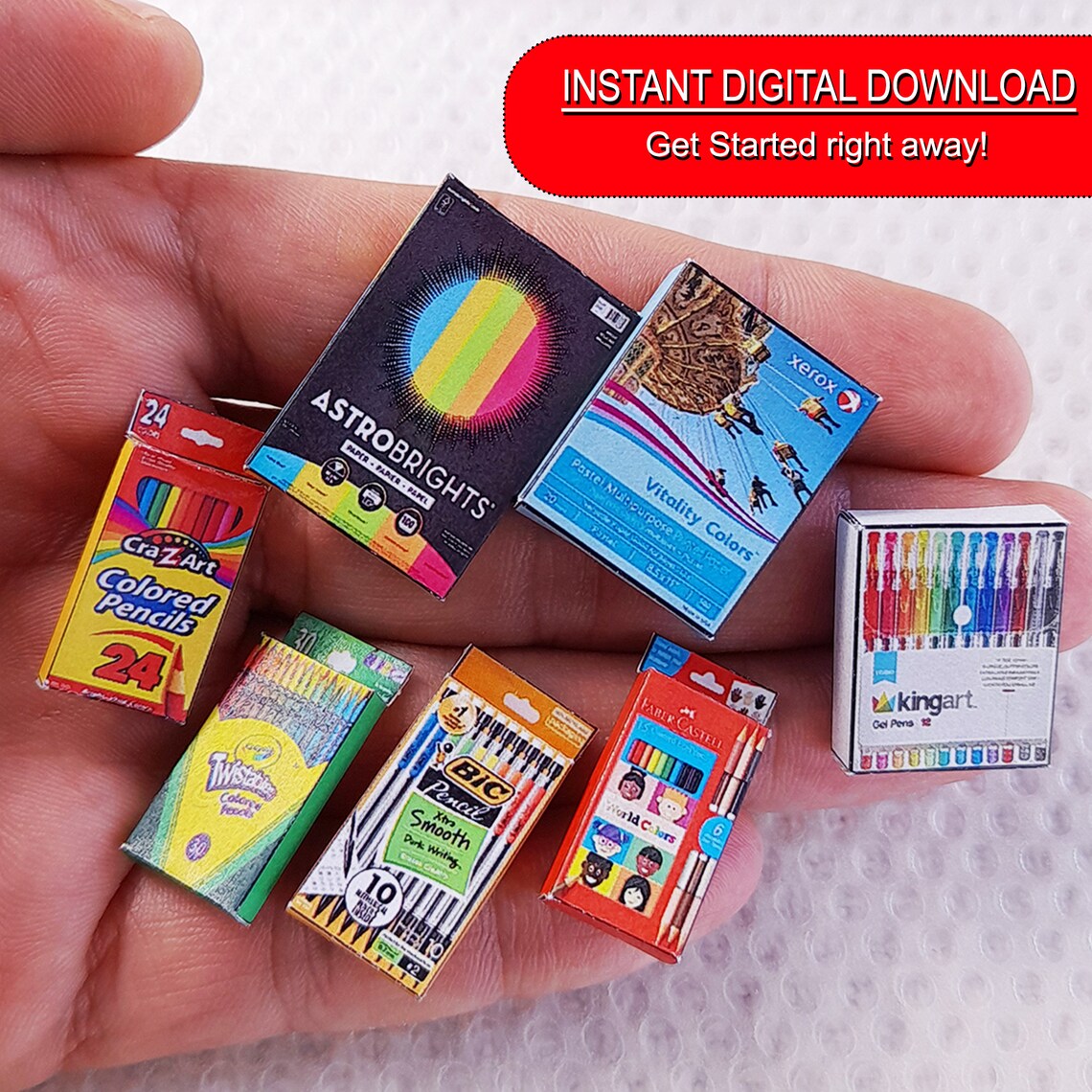 Miniature School Supply Template: 7 Style Set (digital Download) - Etsy