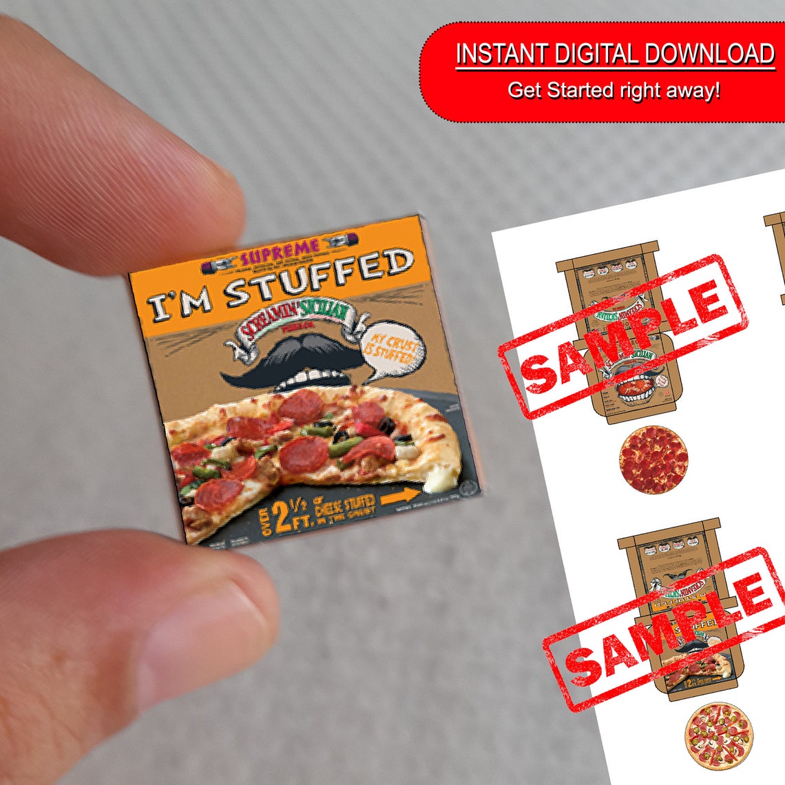 Mini Pizza Box 4 Style Miniature Pizza Set Digital - Etsy