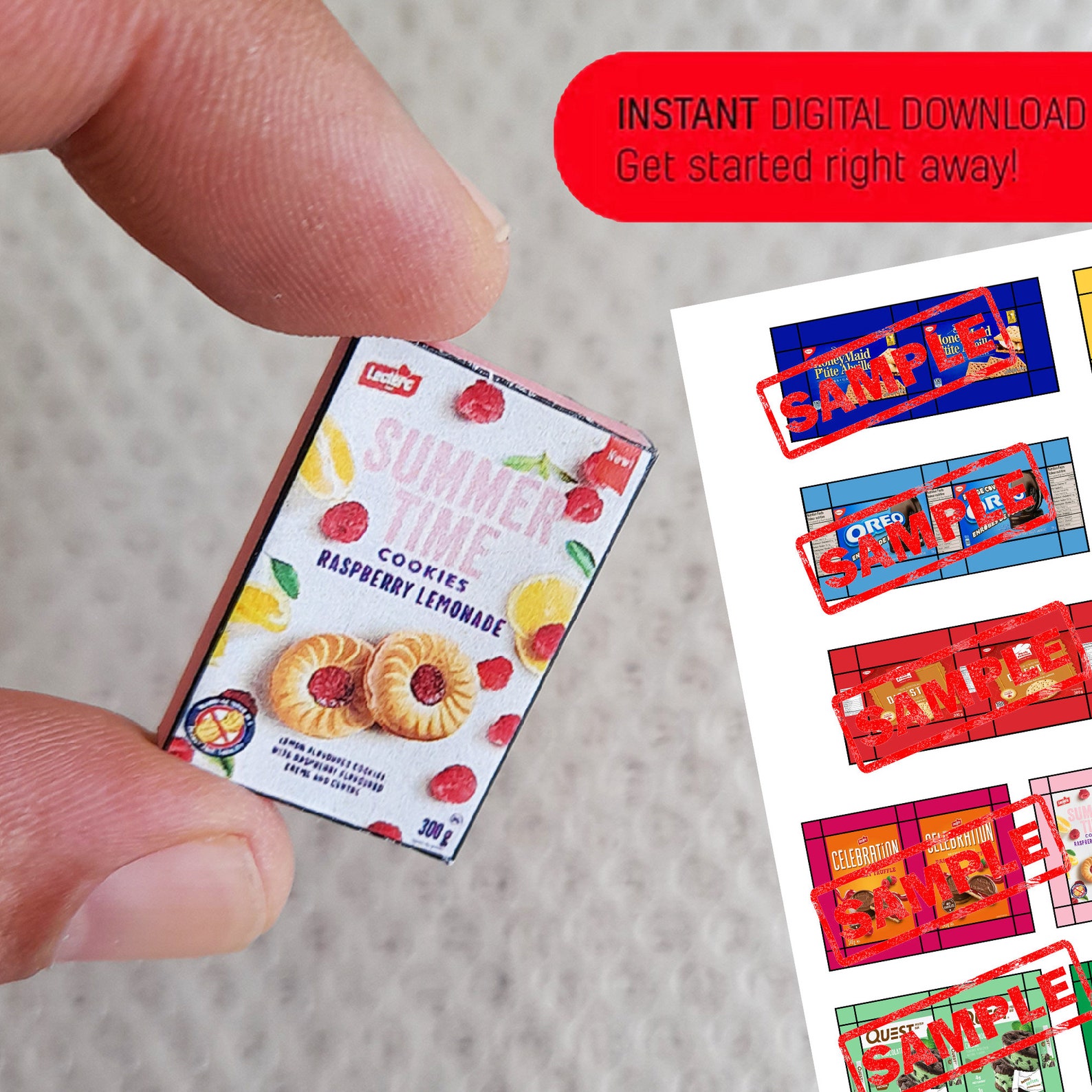 Miniature Food Box Template: Biscuits & Snacks Printable (digital ...