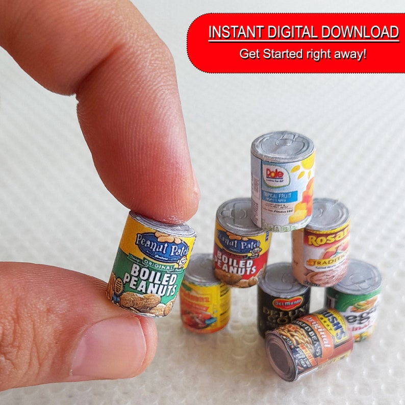 8 Style Miniature Food Cans Set Template PRINTABLE File DOWNLOAD ...