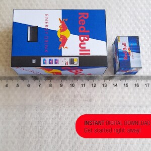 Miniature Red Bull Vending Machine & Drink Box Template (digital ...