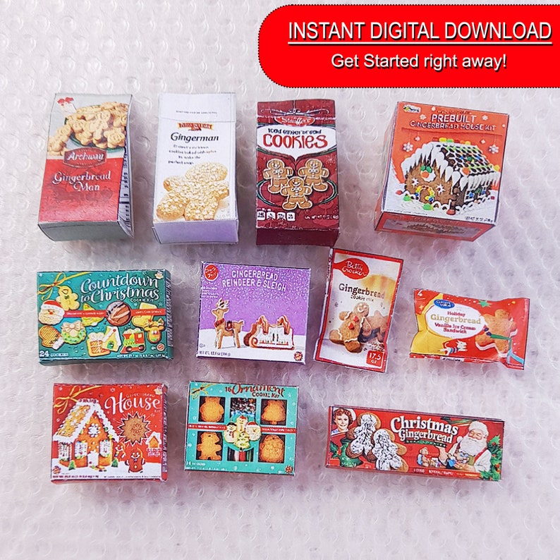 Miniature Gingerbread Food Box Template: 10 Styles (digital File) - Etsy