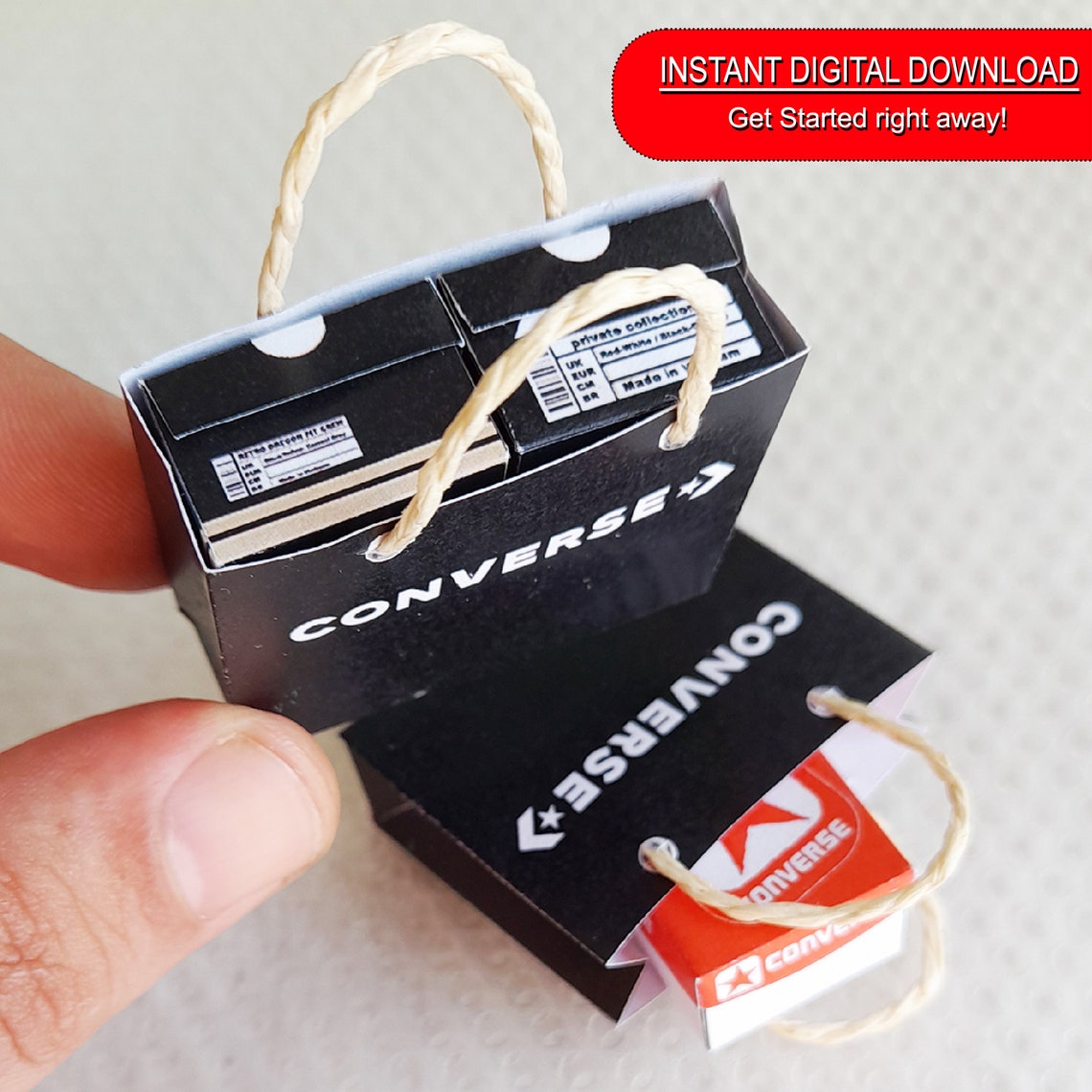 Miniature Shoe Box & Paper Bag Set Template | 5 Pieces Miniature ...