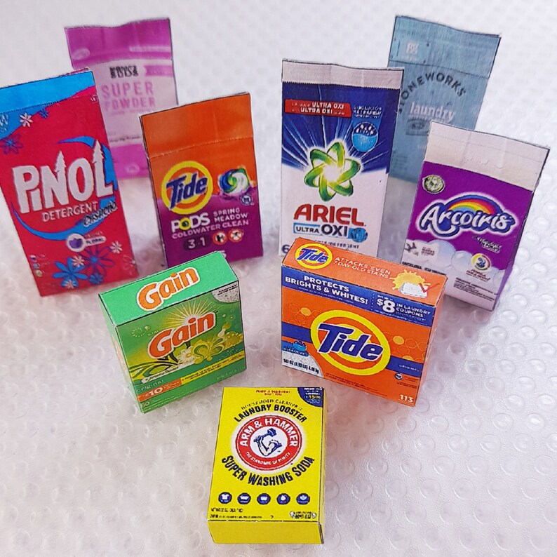 Miniature Detergent Box Template: 9 Piece Printable Grocery Set ...