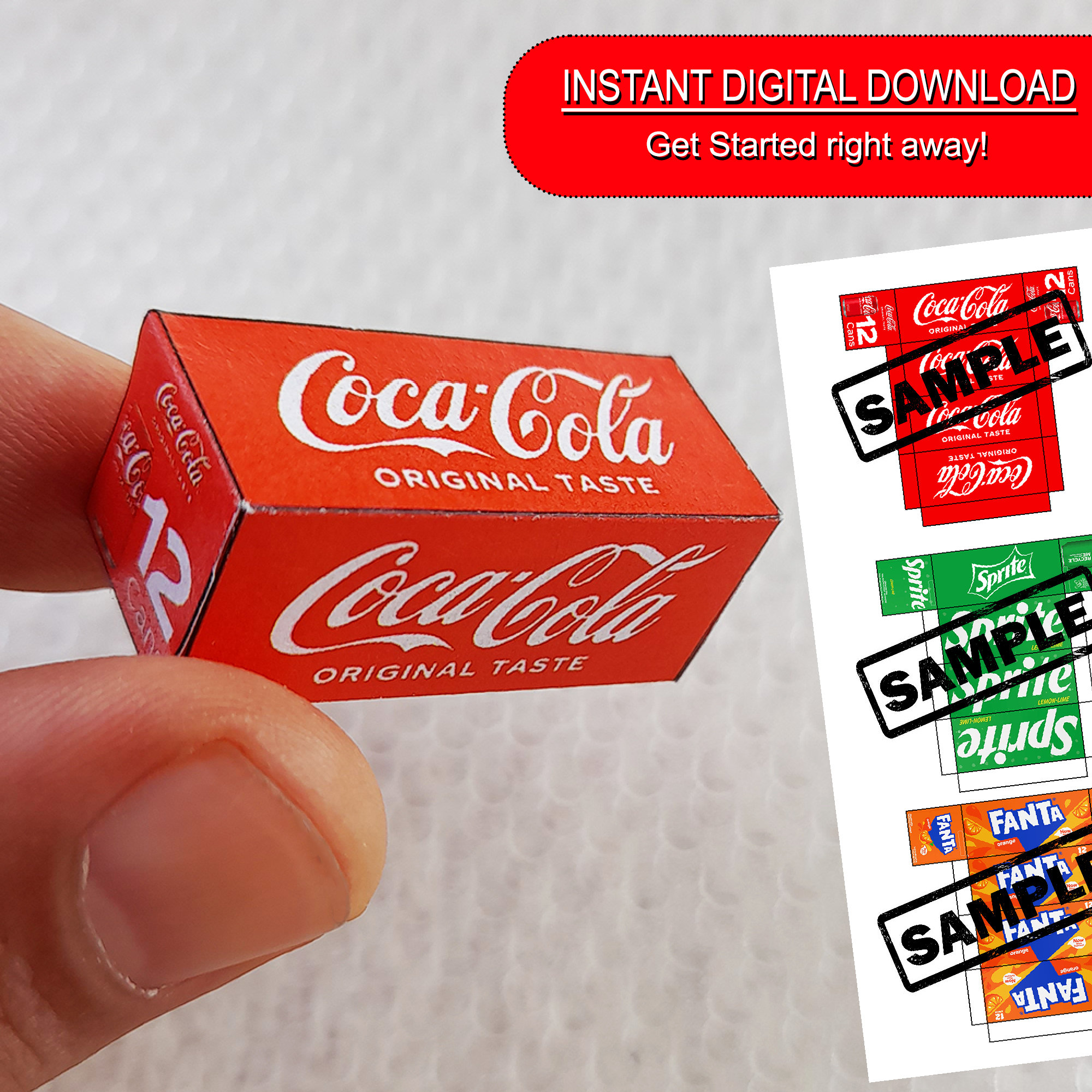 Mini Grocery Coke & Soda Drink Box Template Printable Files ,DIGITAL Download - Etsy