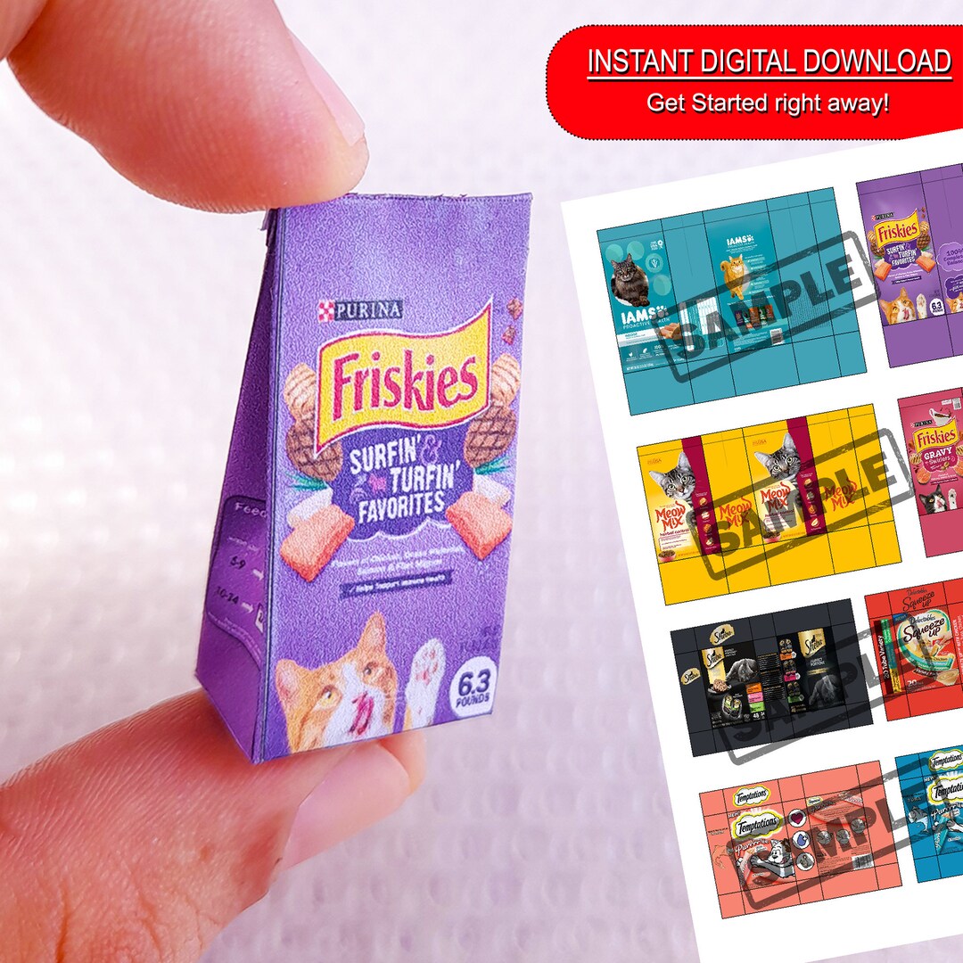 Miniature Cat Food Set: Printable 10-piece Template (digital File) - Etsy