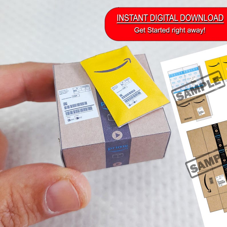 Mini AMAZON BOX and Envelopes Template | Digital Download File Amazon ...