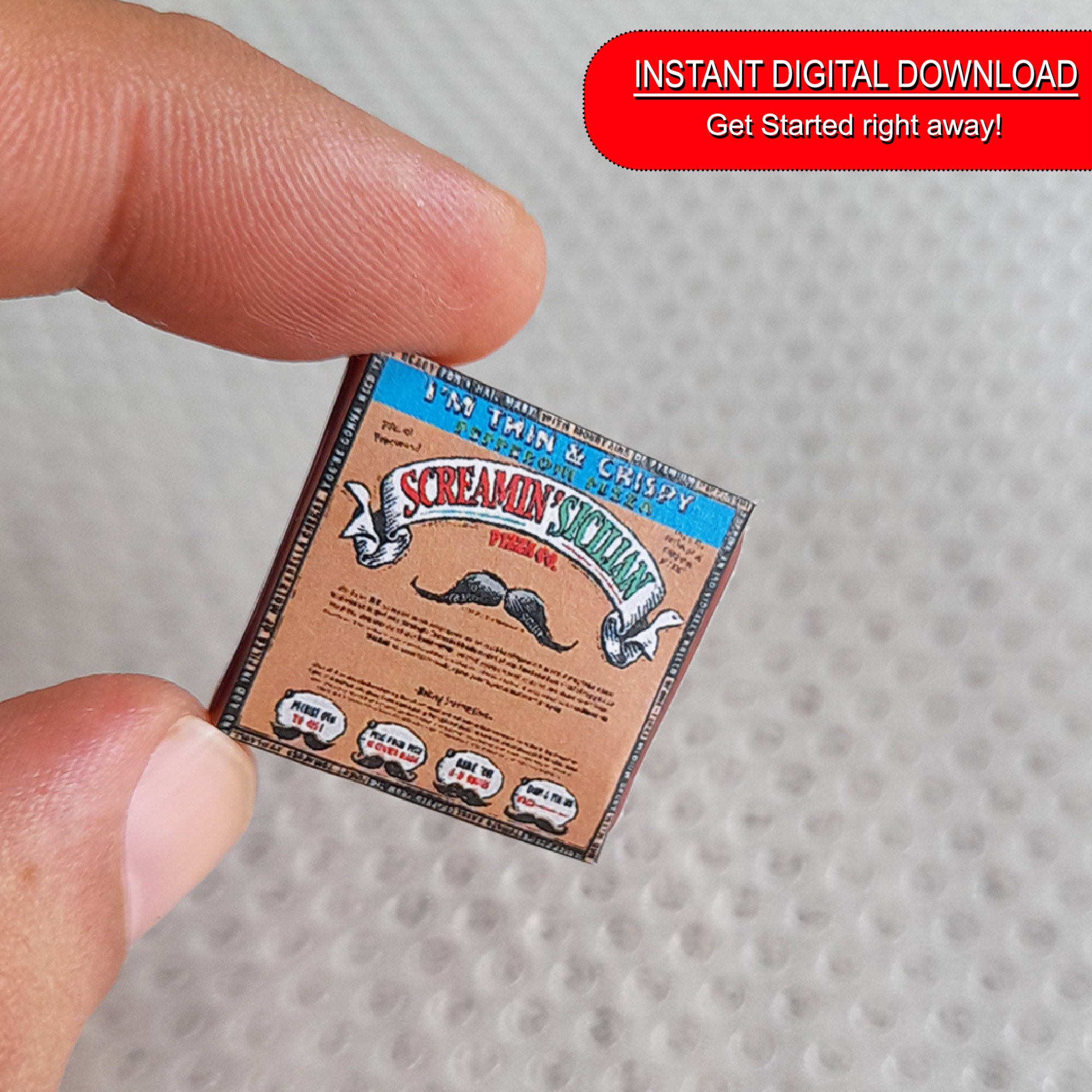 Mini Pizza Box 4 Style Miniature Pizza Set Digital - Etsy