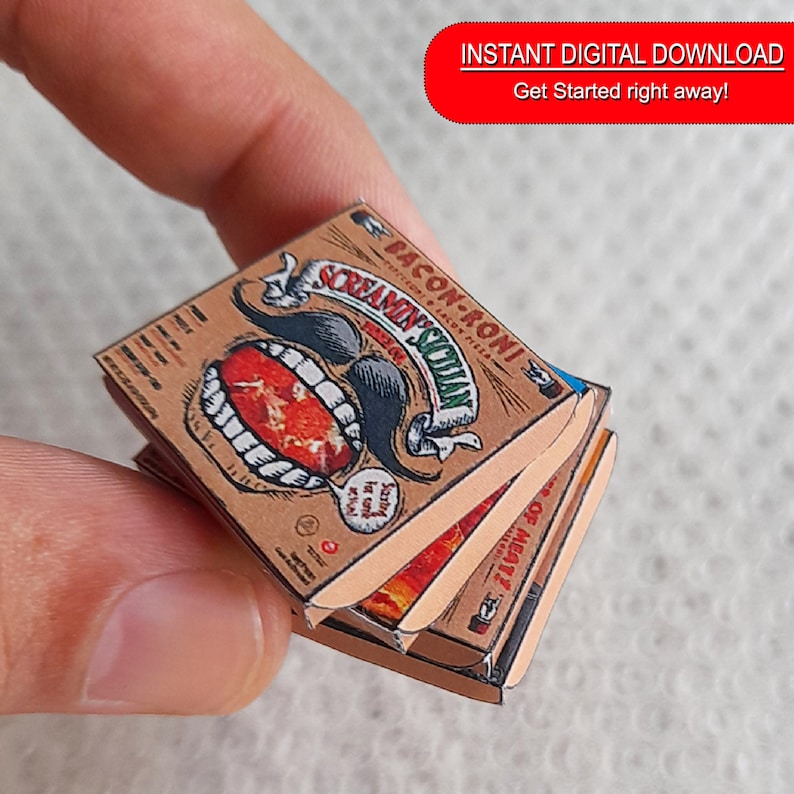 Mini Pizza Box 4 Style Miniature Pizza Set Digital - Etsy