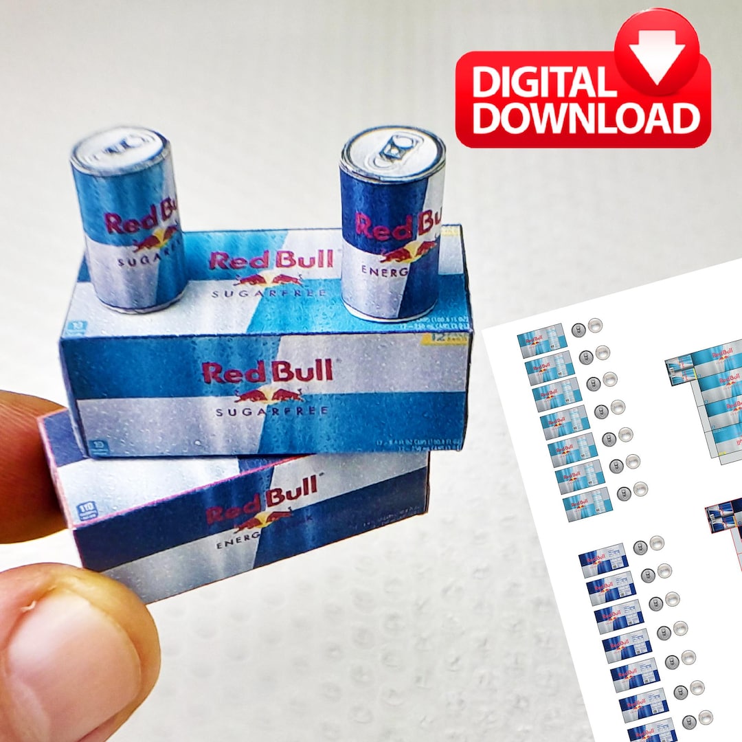 Mini Redbull Can & Box Template Set | Miniature Dollhouse Drinks ...