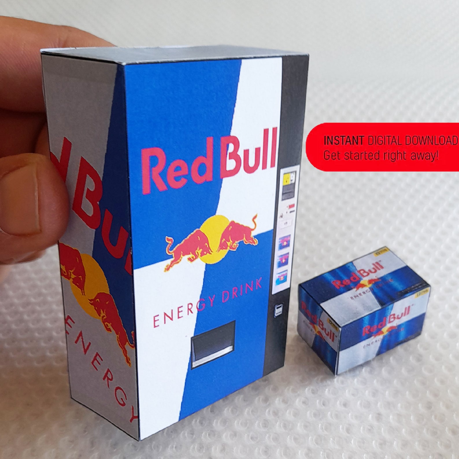 Miniature Red Bull Vending Machine & Drink Box Template (digital ...