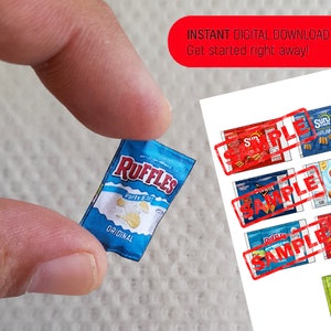 Miniature Food & Chips 1:12 Printable Miniature Chips Snack Set ...