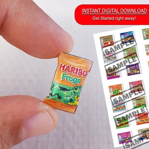 Printable 21 Style Dollhouse Miniature Candy Packages | Digital ...