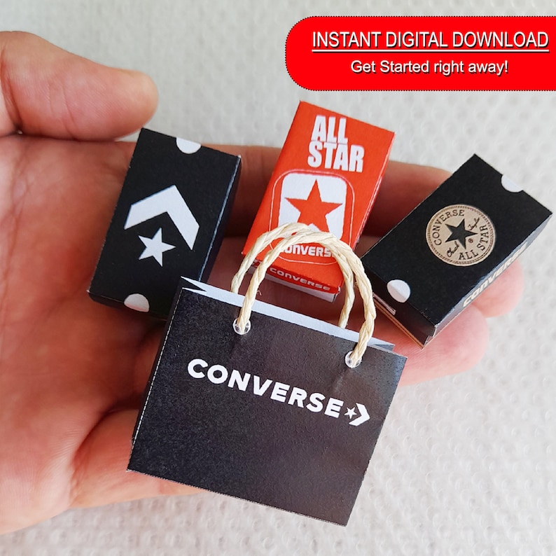 Miniature Shoe Box & Paper Bag Set Template | 5 Pieces Miniature ...