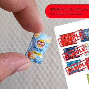 Miniature Food & Chips 1:12 Printable Miniature Chips Snack Set ...