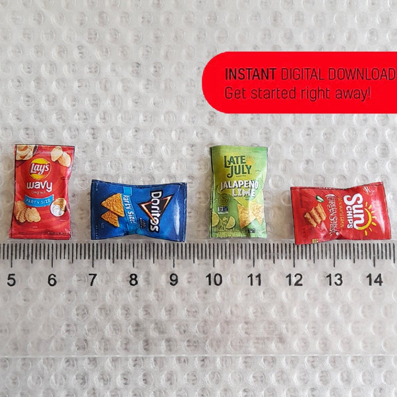 Miniature Food & Chips 1:12 Printable Miniature Chips Snack Set ...