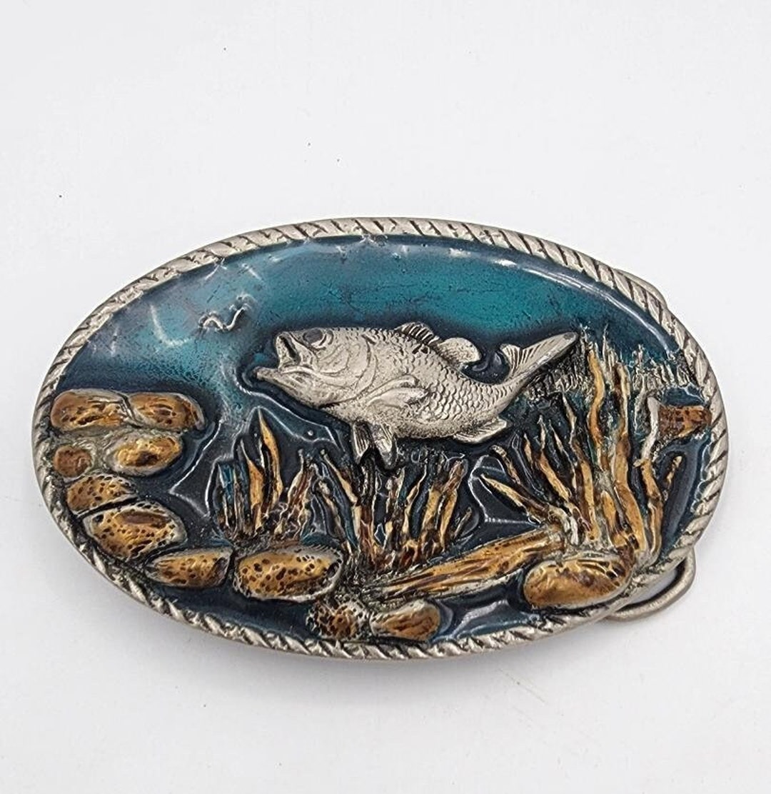 Vintage Sports Angler Fishing 3-D Enamel Belt Buckle - Etsy