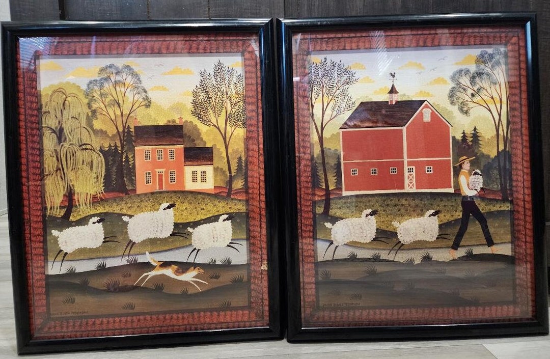 Diane Ulmer Pedersen "my Sheep" Early American Folk Art-signed - Etsy