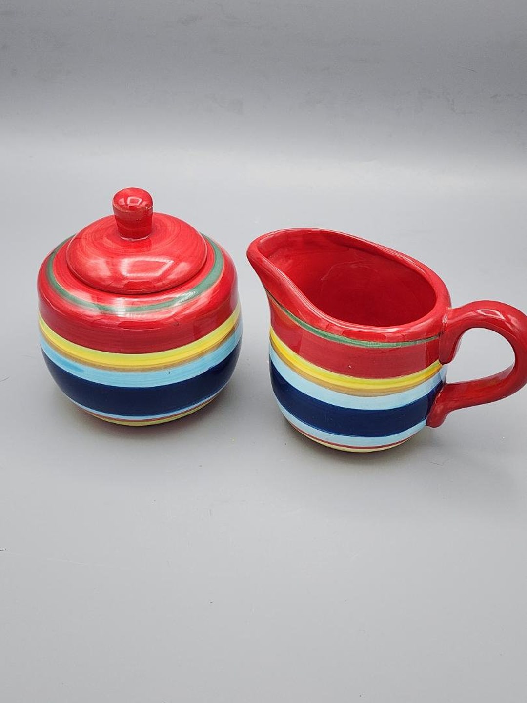 Rainbow Colored Sugar and Creamer Set - Etsy