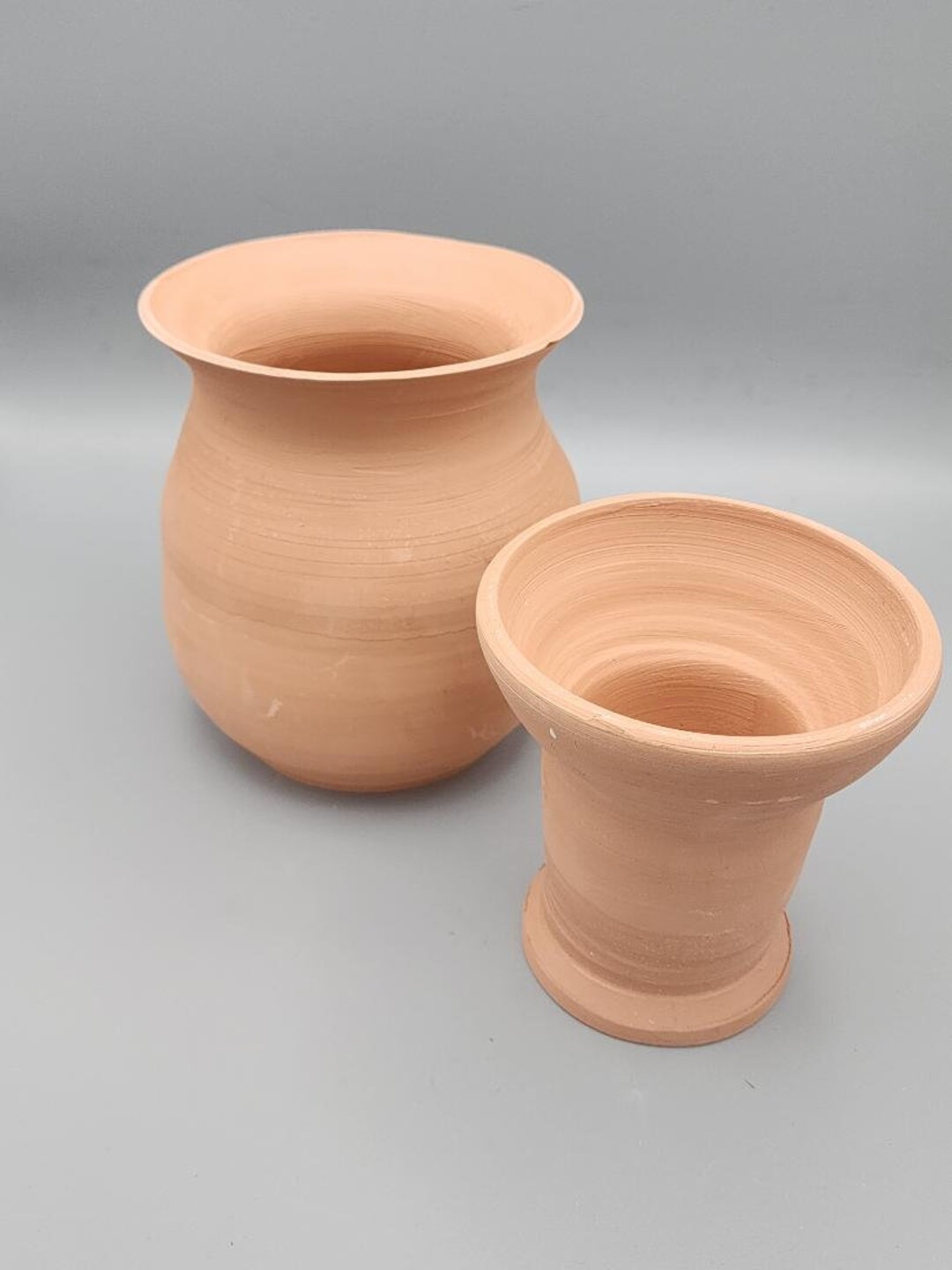 Handmade Unglazed Pottery Vases Set of 2 - Etsy