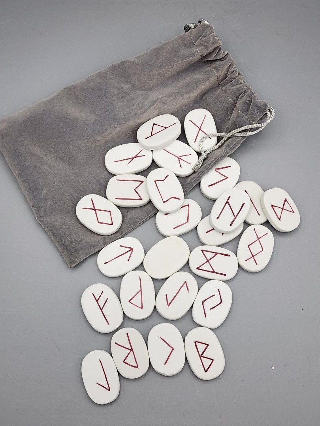 Viking Rune Set, Ceramic Clay Pocket Rune Set 29 Pieces With String Bag ...