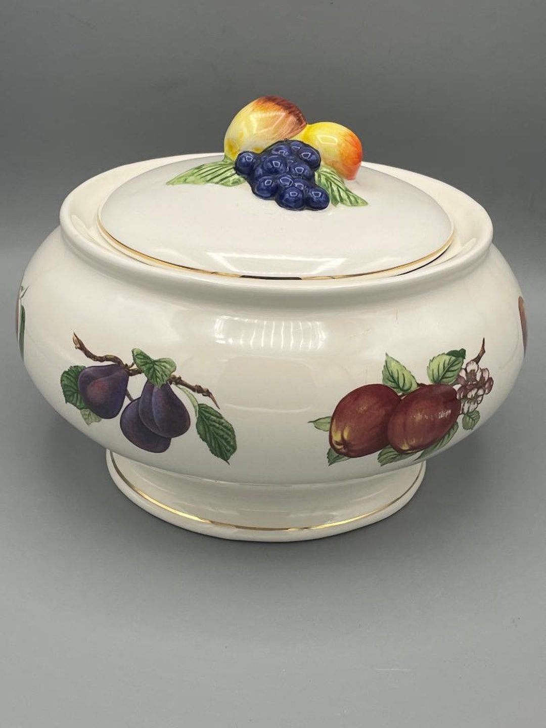 Teleflora Ceramic Serving Bowl Tureen With Lid Fruit Design - Etsy
