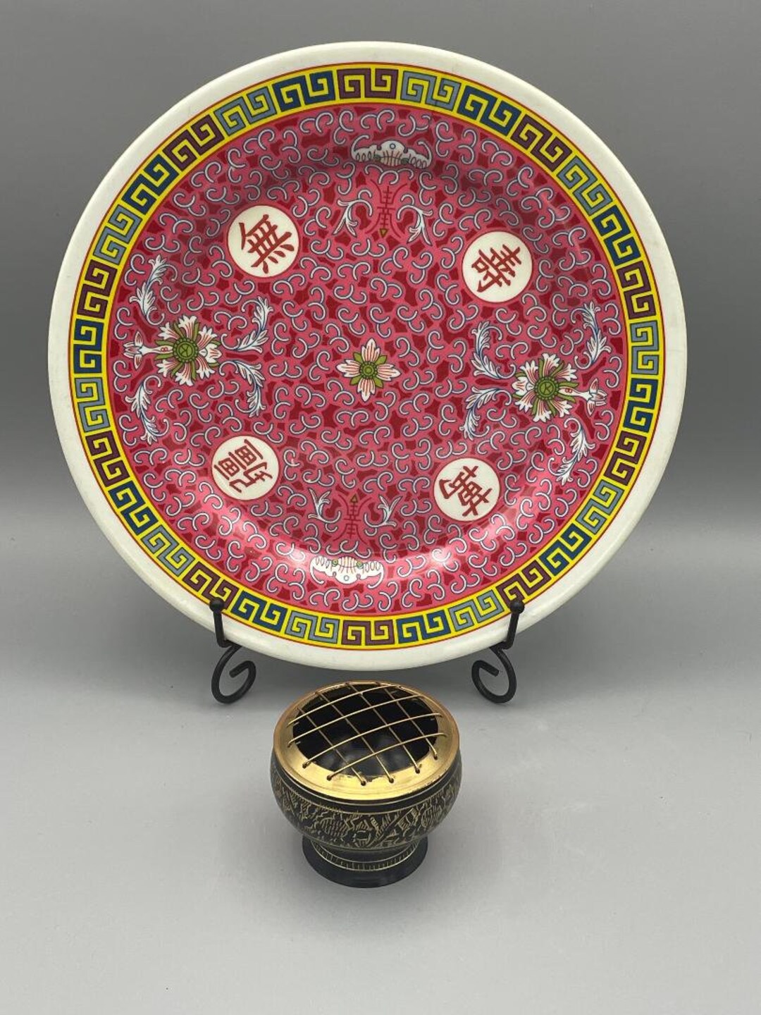 Chinese Design Longevity Pattern Lingi Melamine Ware Plate With Incense ...