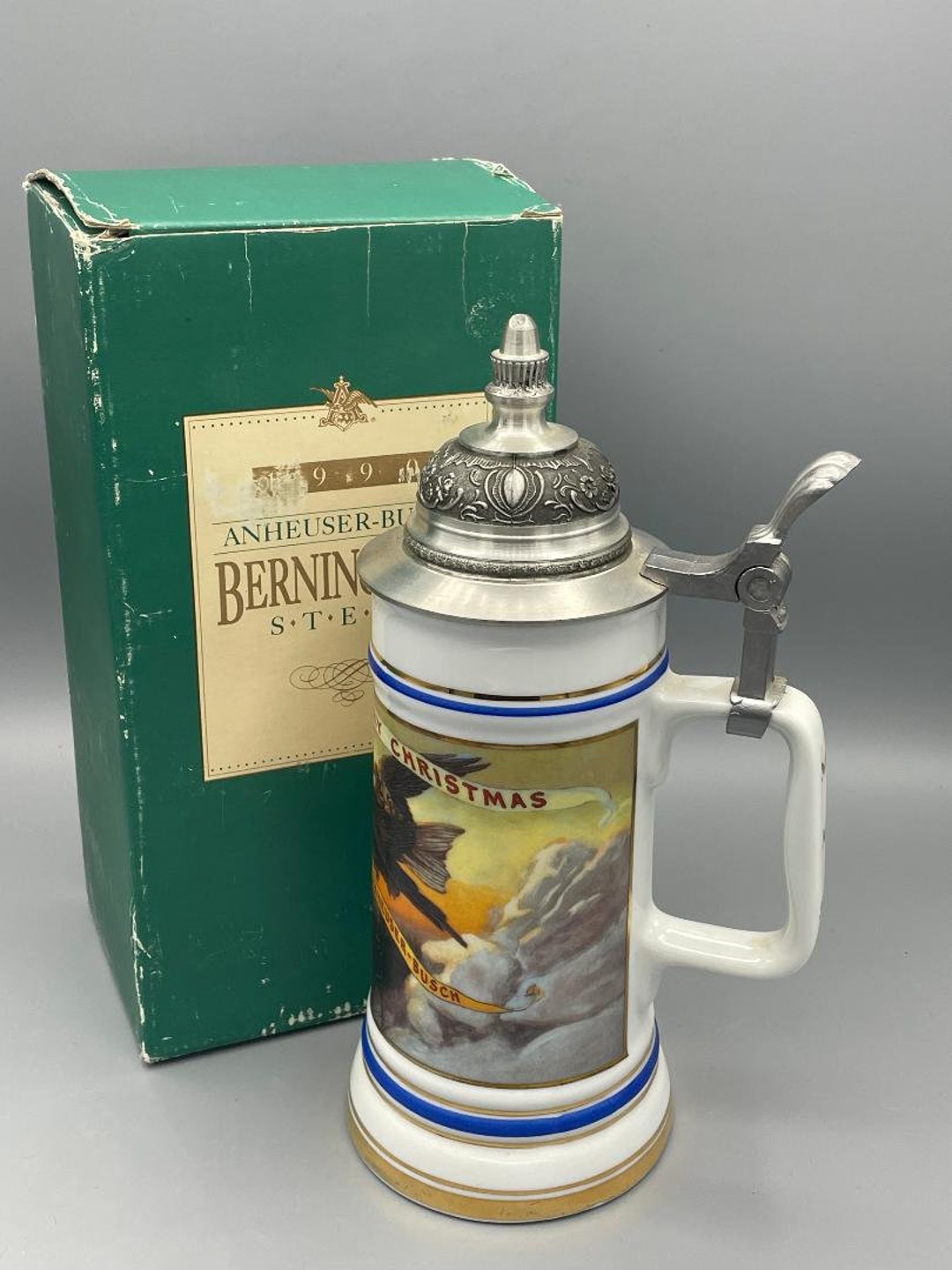 Budweiser Holiday Stein Merry Christmas 1990 - Etsy