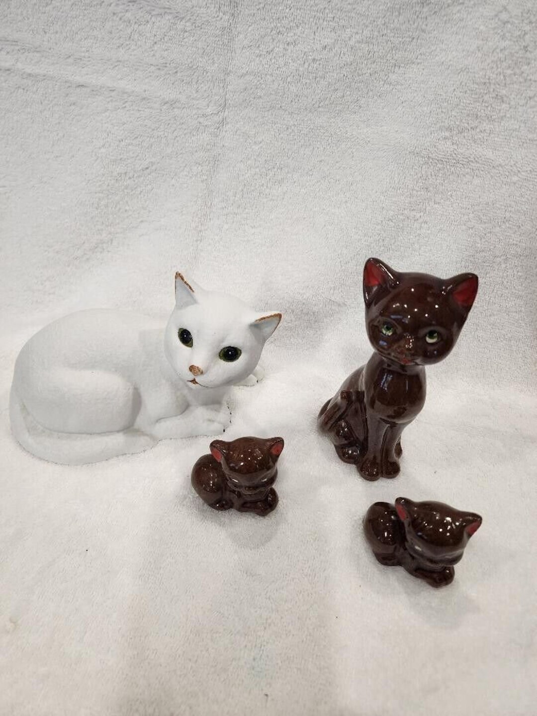 Vintage Brown Redware Pottery Momma Cat and Kittens Japan/cat ...