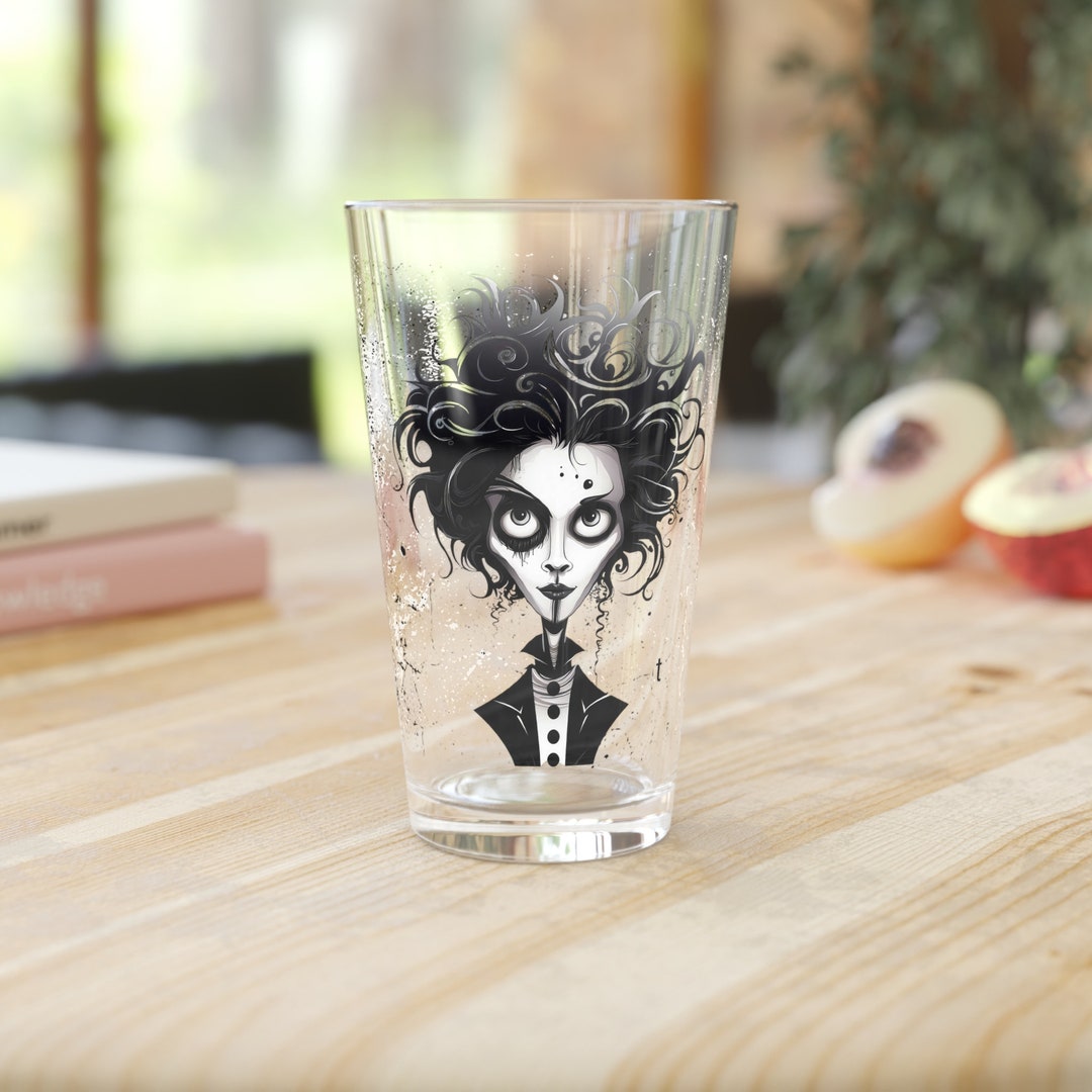 Gothic Creepy Vampire Boy Pint Glass 16oz, Grunge Dirty Dusty Texture ...