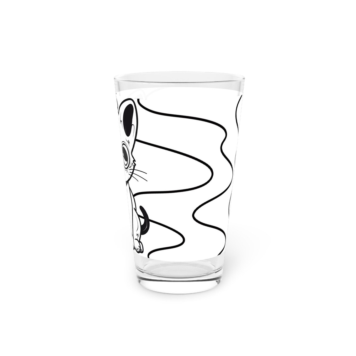 Kawaii Gothic Cat Pint Glass 16oz, Cute Black and White Pencil Drawing ...