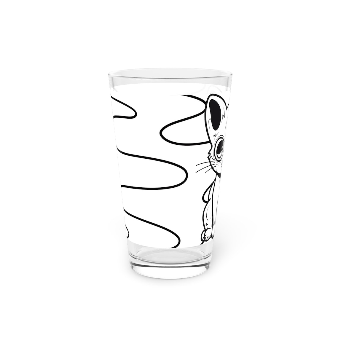 Kawaii Gothic Cat Pint Glass 16oz, Cute Black and White Pencil Drawing ...