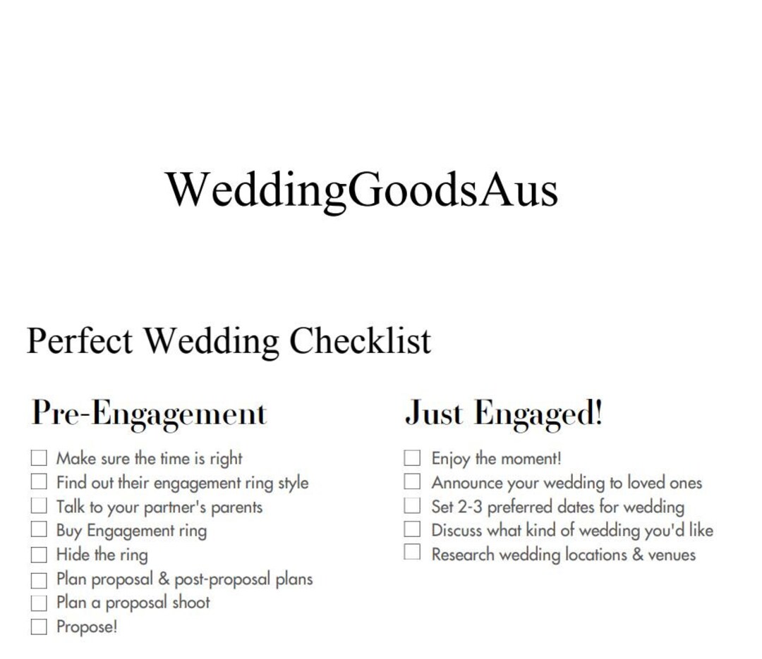 Perfect Wedding Checklist - Etsy