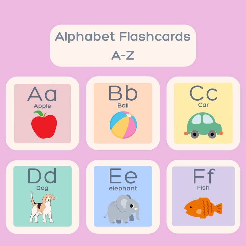 26 Letter Alphabet Flashcards for Kids - Etsy