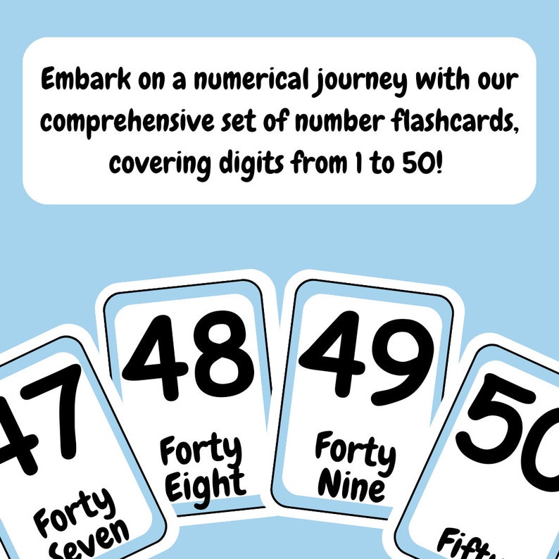 Basic Number Flashcards 1-50, Toddler Learning, Preschool Learning ...