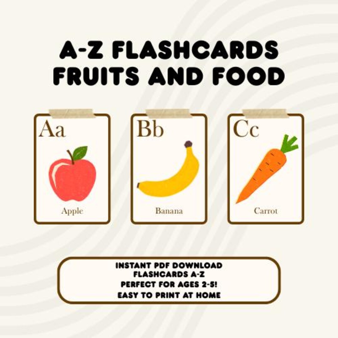 Food ABC Flashcards A-Z | Fruits and Vegetables Alphabet Cards ...
