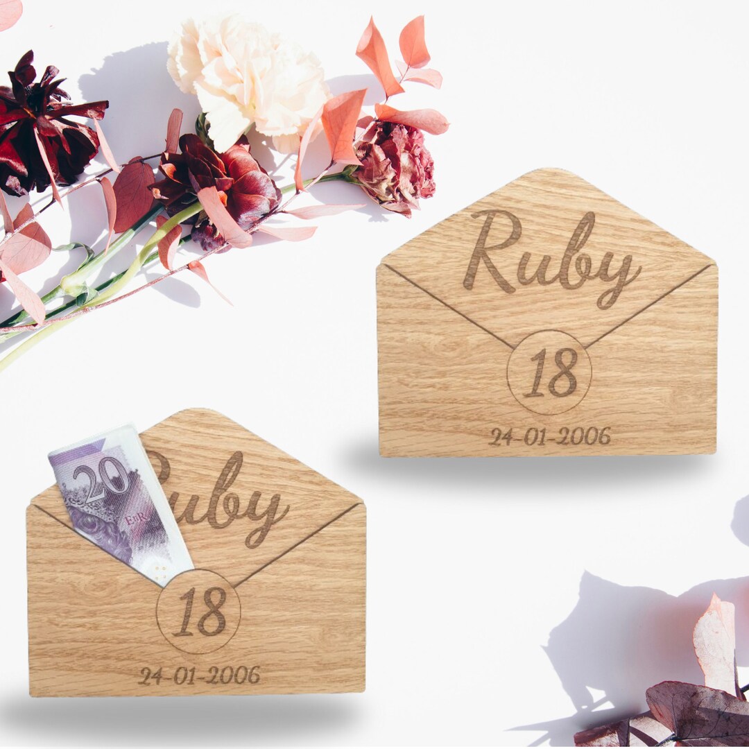 Personalised Wooden Envelope Money Holder | Custom Cash Envelope for ...
