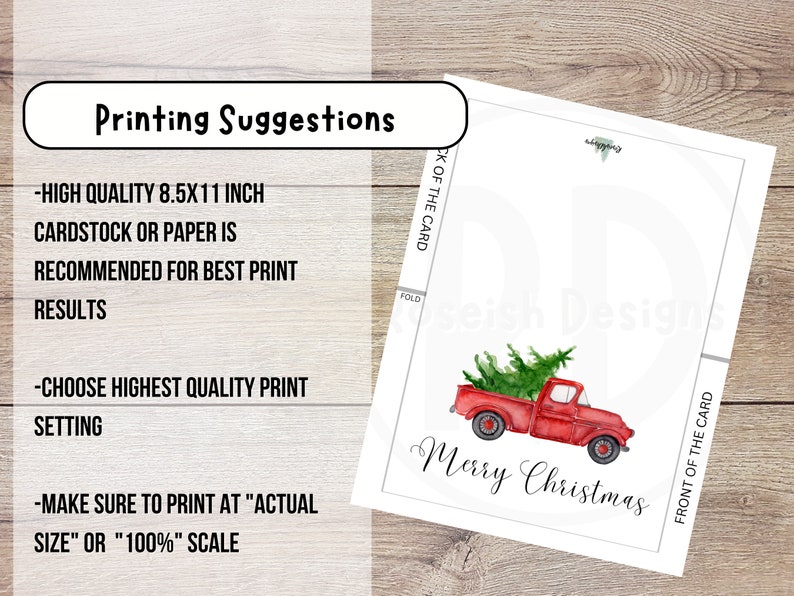 Printable Christmas Card, Christmas Truck, Instant Download, Blank ...