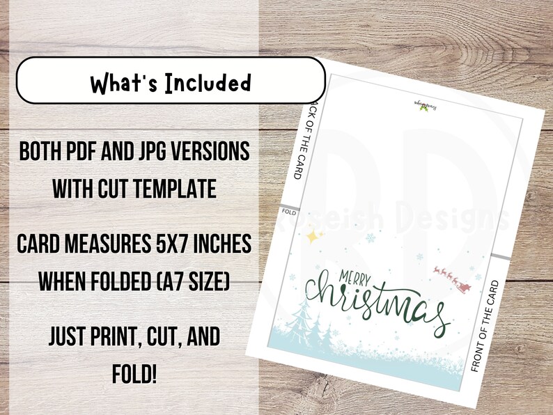 Printable Christmas Card, Instant Download, Merry Christmas, Blank ...
