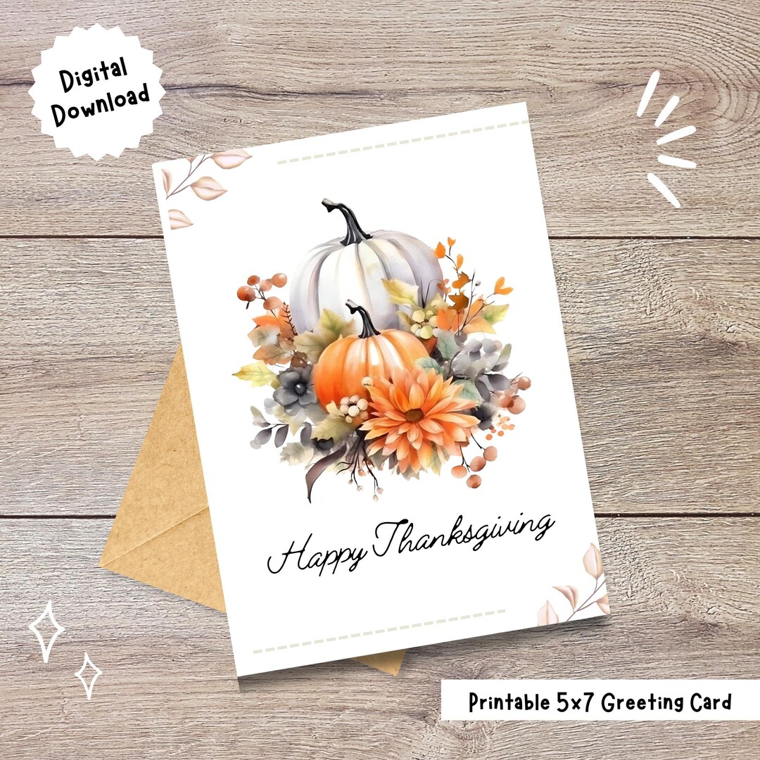 Printable Thanksgiving Card, Happy Thanksgiving, Instant Download ...